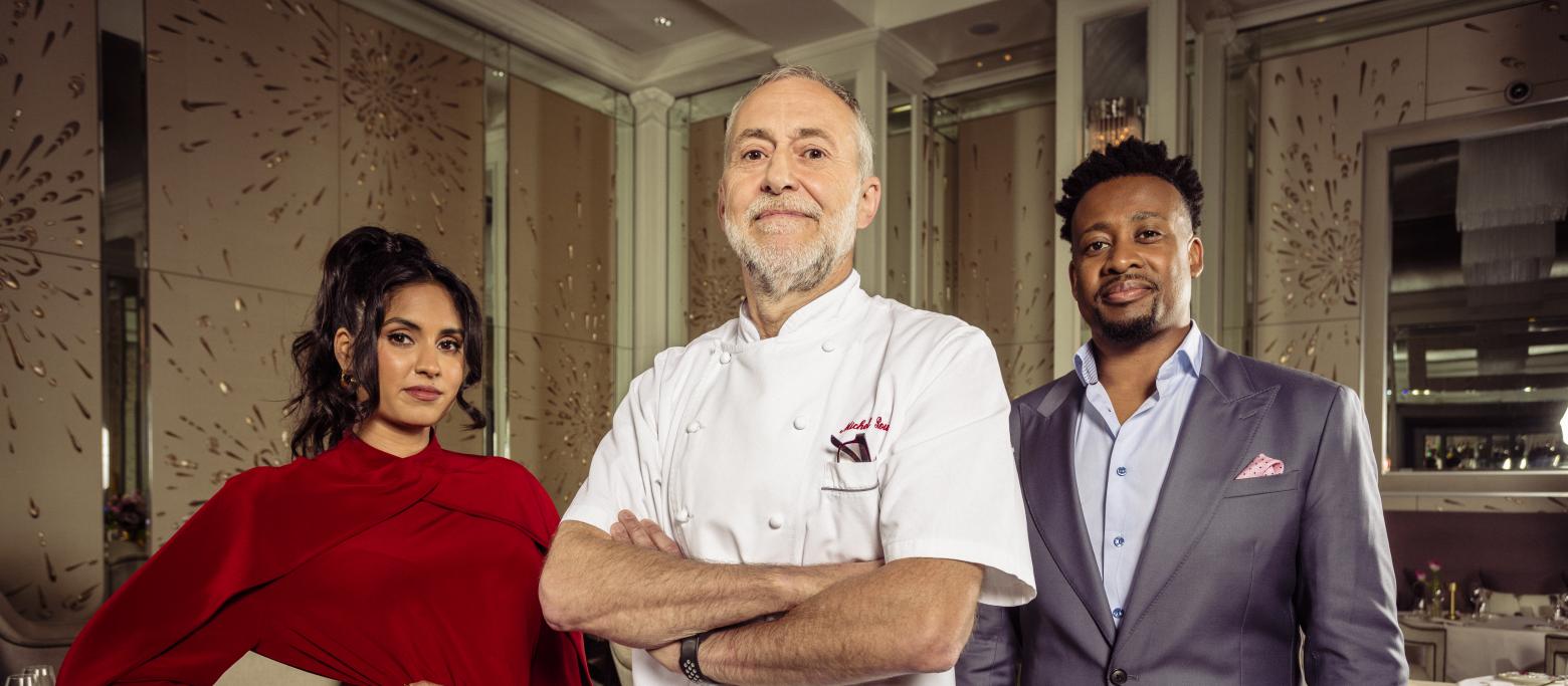 Culinary experts Ravneet Gill and Mike Reid join Michel Roux Jr as judges on Five Star Kitchen ...